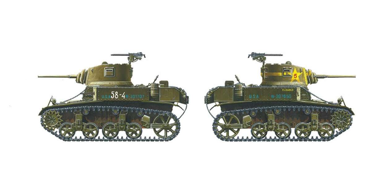 Tamiya U.S. Light Tank M3 Stuart Late Production tank műanyag modell (1 ...