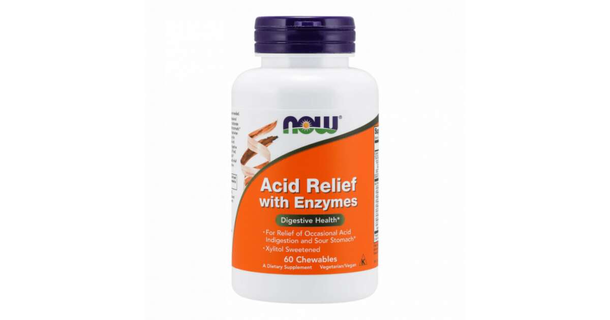 Acid Relief with Enzymes - 60 rágótabletta - NOW Foods | Pepita.hu