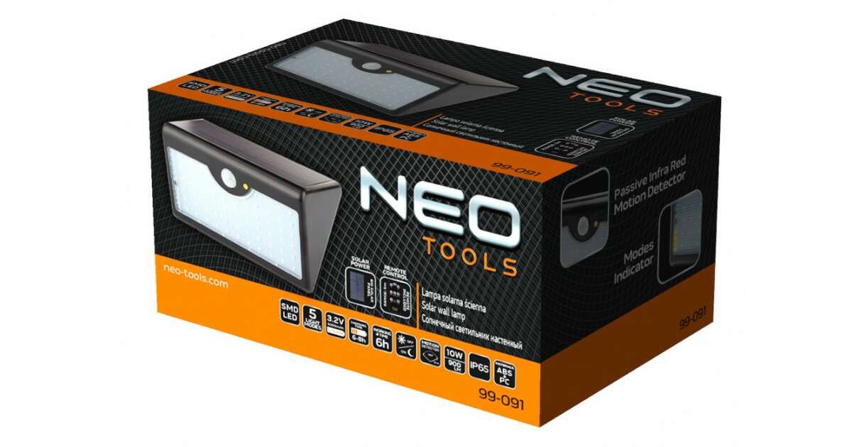 Neo Tools 99-091 napelemes fali reflektor távirányítóval ...