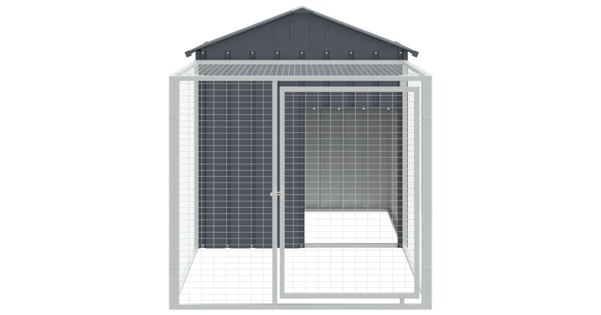 vidaXL Coteț de pui cu incintă antracit 117x201x123 cm oțel galvanizat ...
