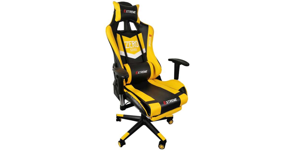 Extreme ZERO Gamer chair with neck and waist cushion black yellow Pepita