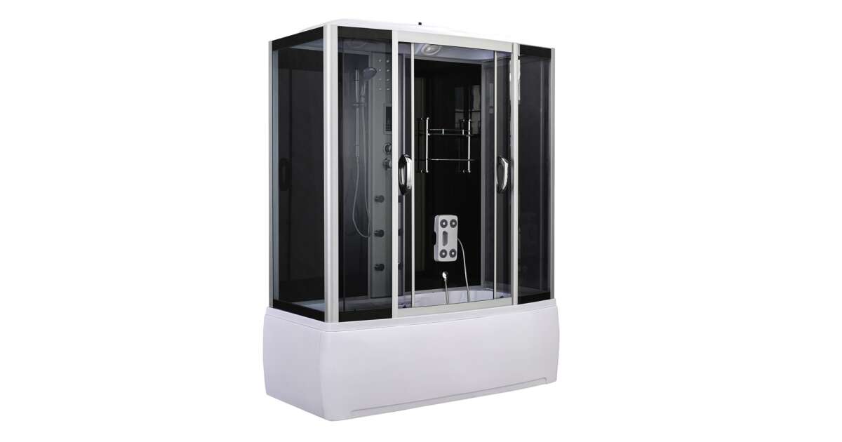 Cadă de baie cu hidromasaj Emilia 170 cu electronică, neagră | Pepita.com