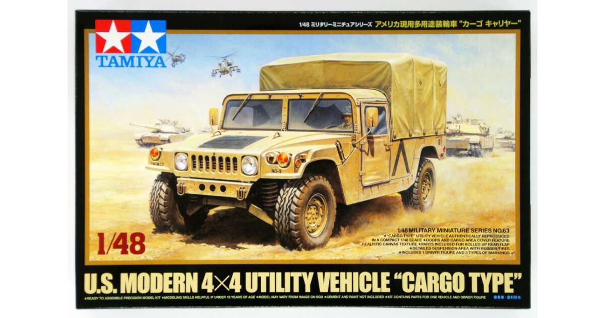 Tamiya US Modern 4x4 Utility Vehicle Cargo Type 1:48 makett harcjármű ...