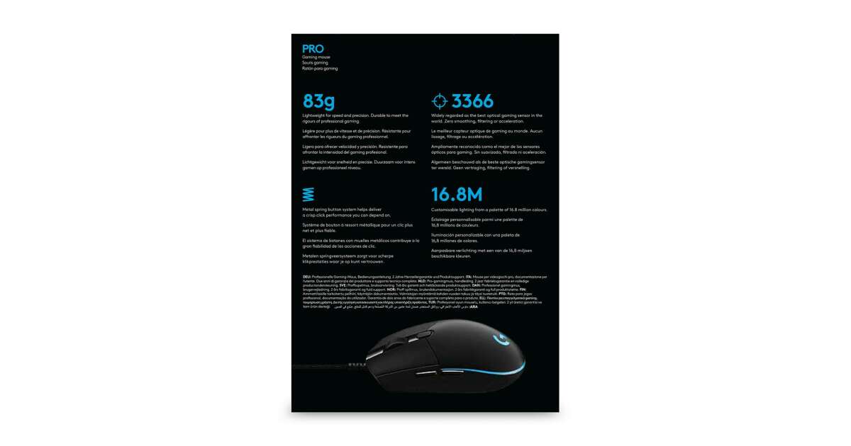 Logitech G Pro HERO USB Gaming Mouse - Black | Pepita.com