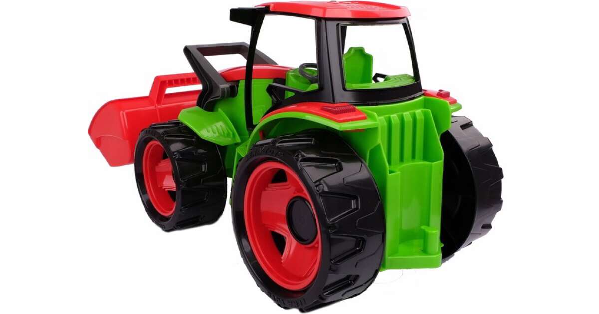 LENA: Riesiger grün-roter Traktor mit Greifer und Anhänger 107cm | Pepita.com