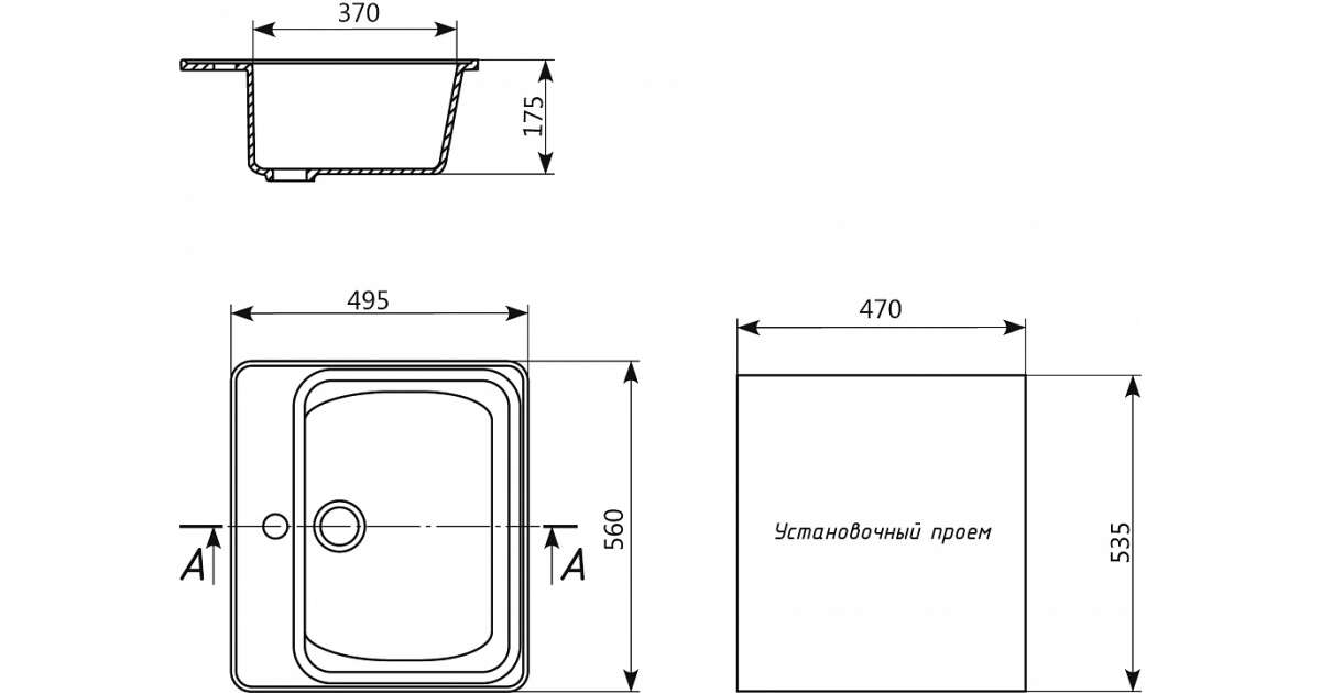 Chiuveta patrata de bucatarie Ulgran U-104-331 Alb-Crem, 56 x 49.5 cm | Pepita.com