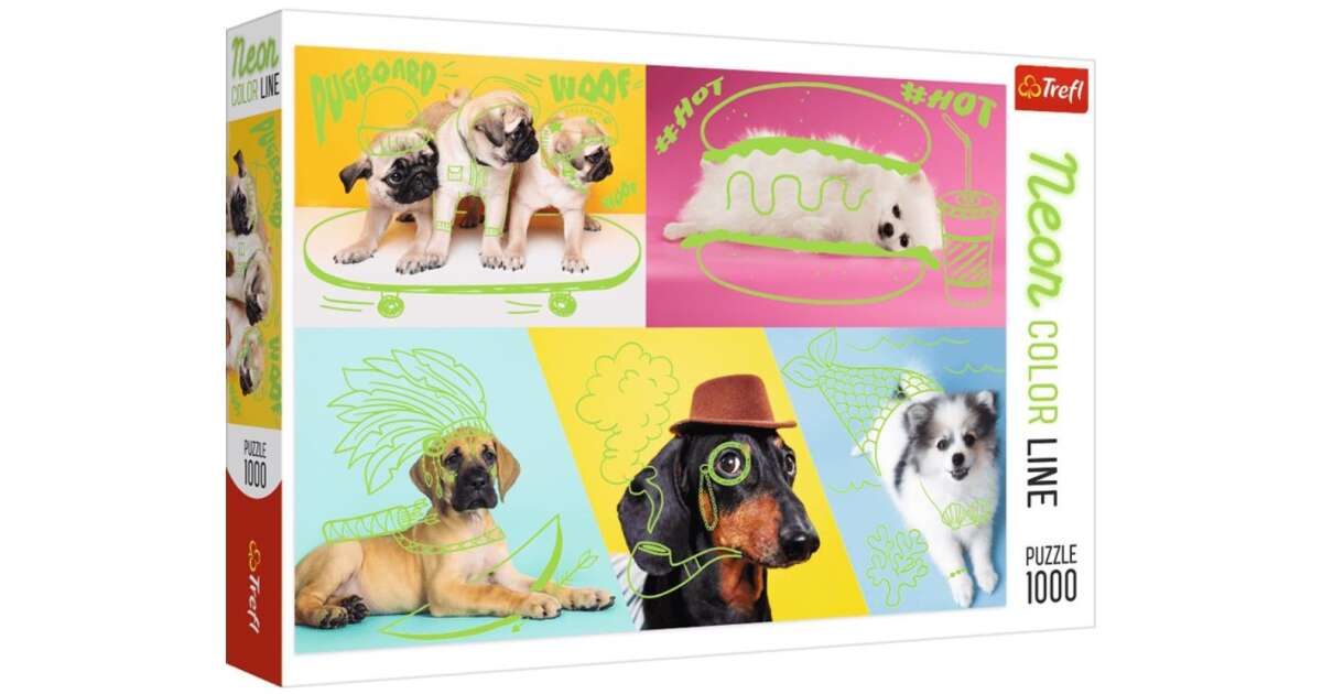 Trefl Neon Color Line Puzzle - Szuper kutyák 1000db | Pepita.hu