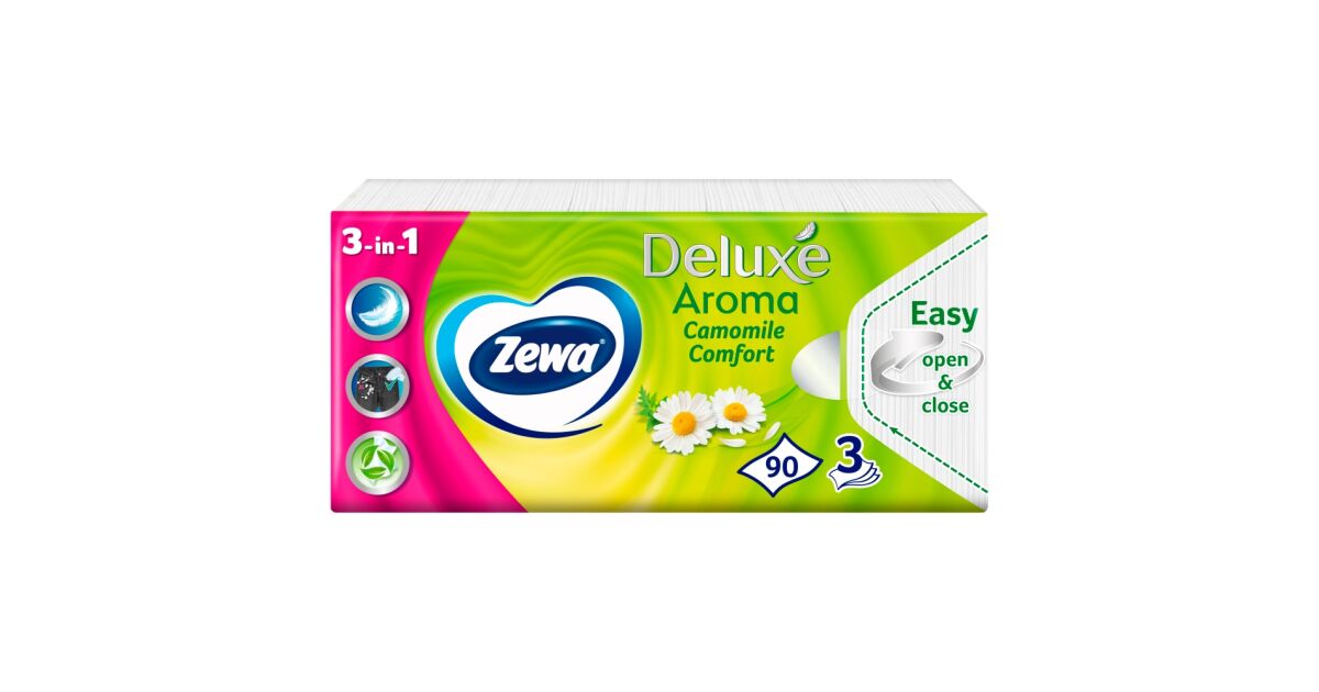 Zewa Deluxe 3-vrstvové papierové vreckovky - Camomile Comfort 90ks | Pepita.com