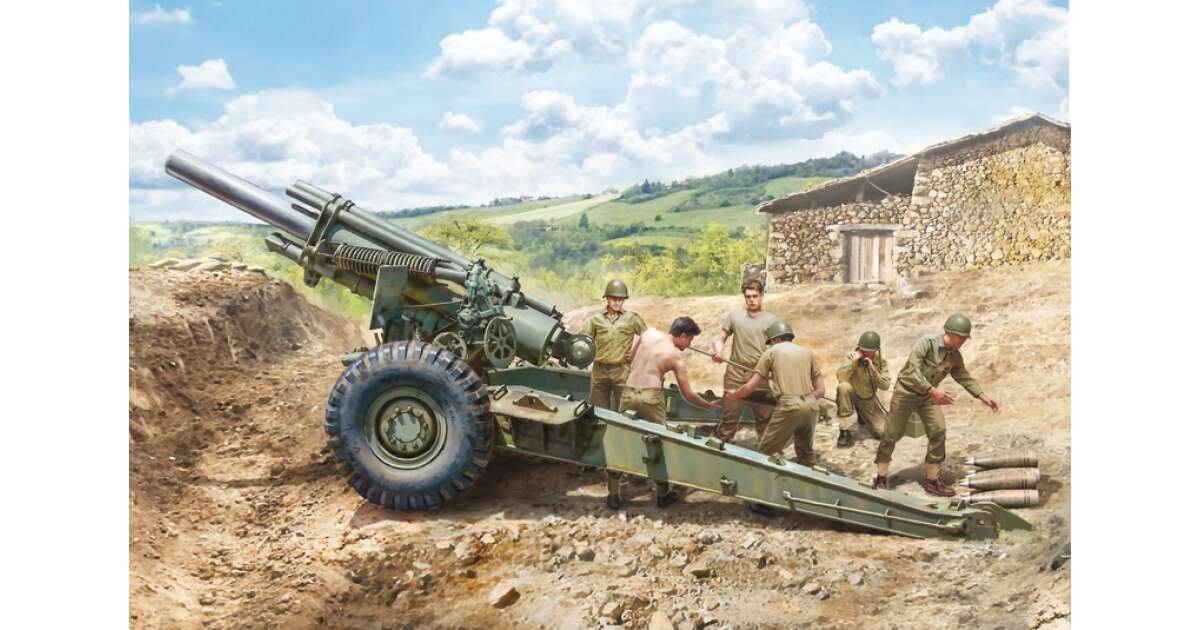 Italeri M1 155mm Howitzer löveg legénységgel műanyag modell (1:35 ...