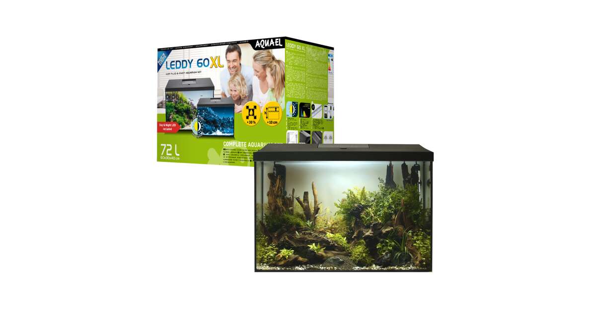 AQUAEL leddy 60 XL D&N fekete akvárium szett 60x30x40 124283 | Pepita.hu