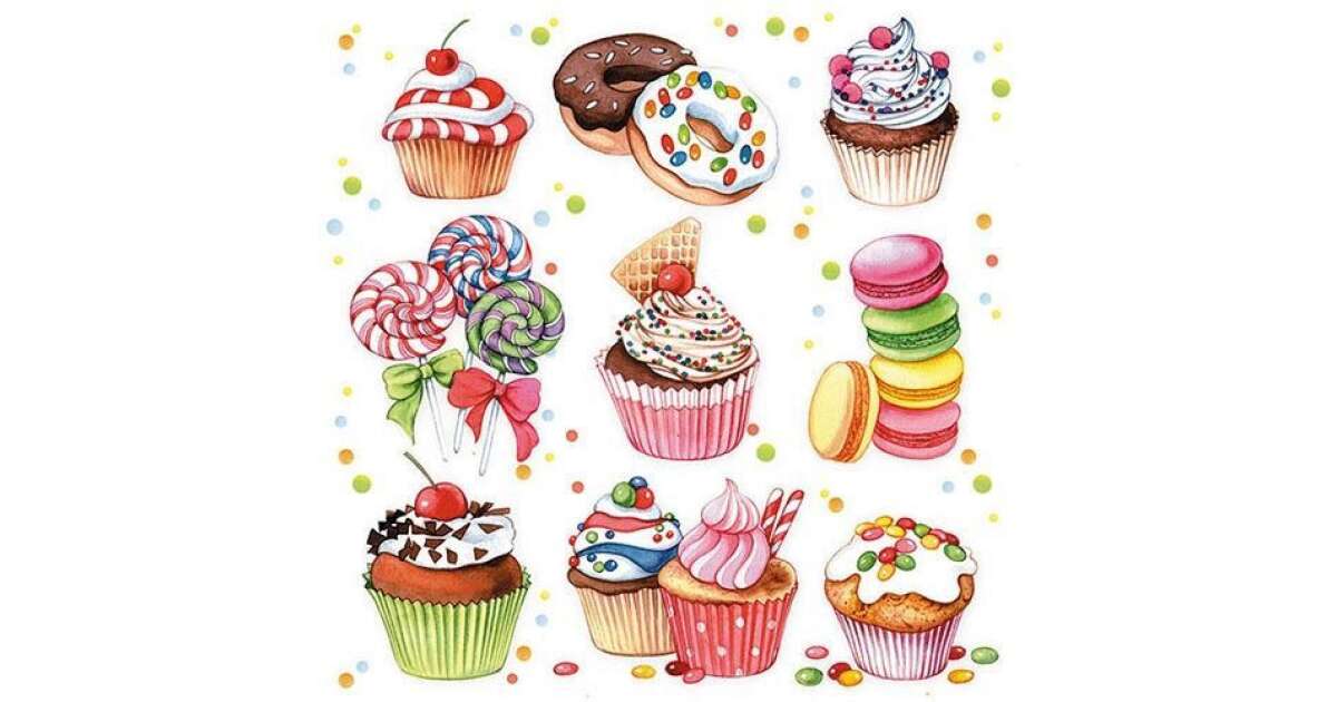 Ambiente Sweets Papírszalvéta - Cukrászda minta - 33x33cm - 20db ...