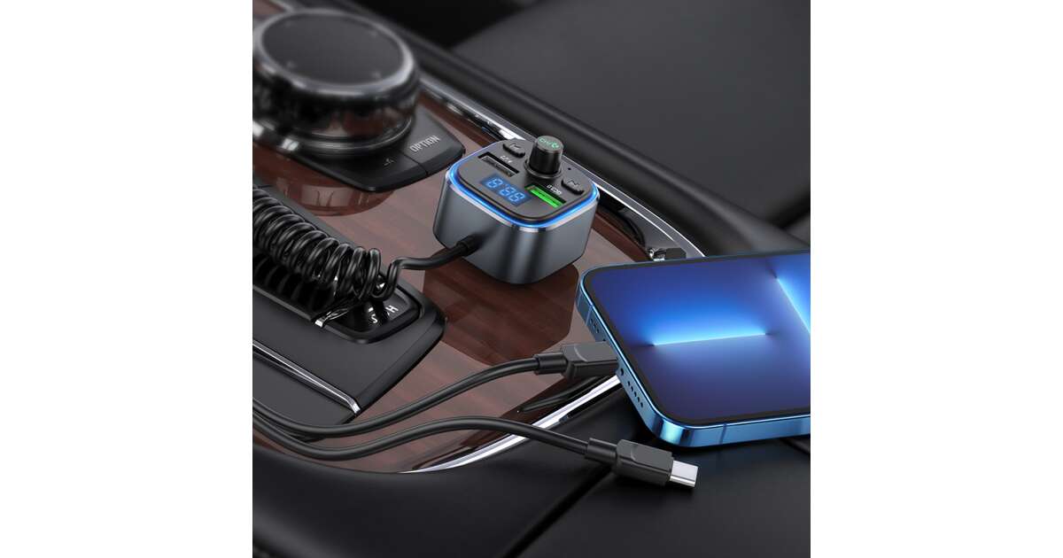 Hoco Energy Bluetooth FM transzmitter + 2xUSB QC3.0 autós töltő ...