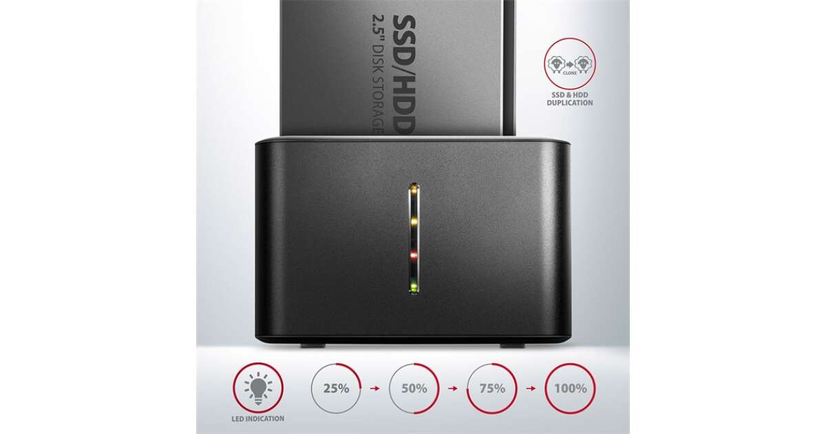 Axagon ADSA-D25 HDD/SSD Dokkoló és klónozó állomás (USB 3.2 - SATA ...