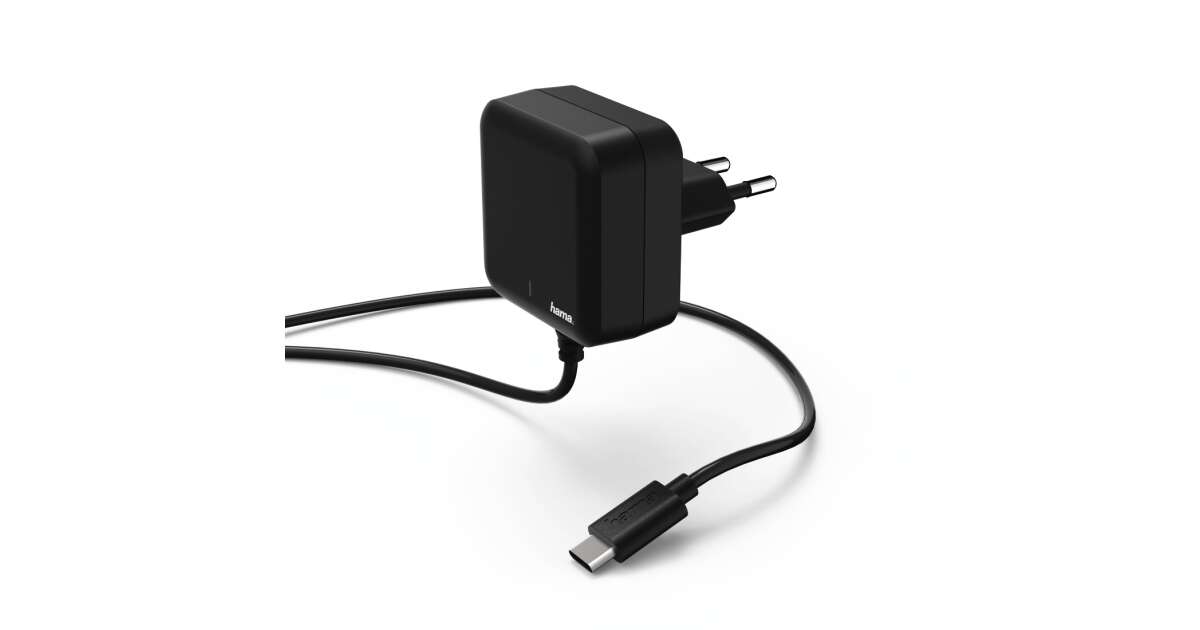 Зарядно устройство Hama USB Type-C PD, 3A, За смартфон и таблет, Черен ...