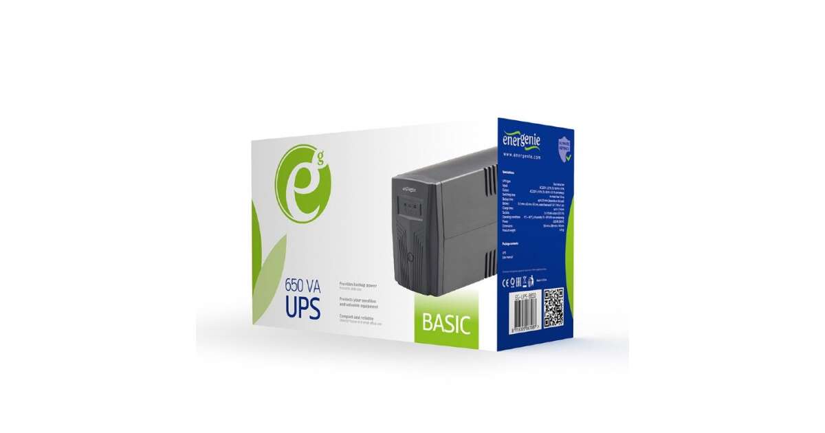 EnerGenie | EG-UPS-B650 Basic 650 UPS, Shuko output sockets | 650 VA ...