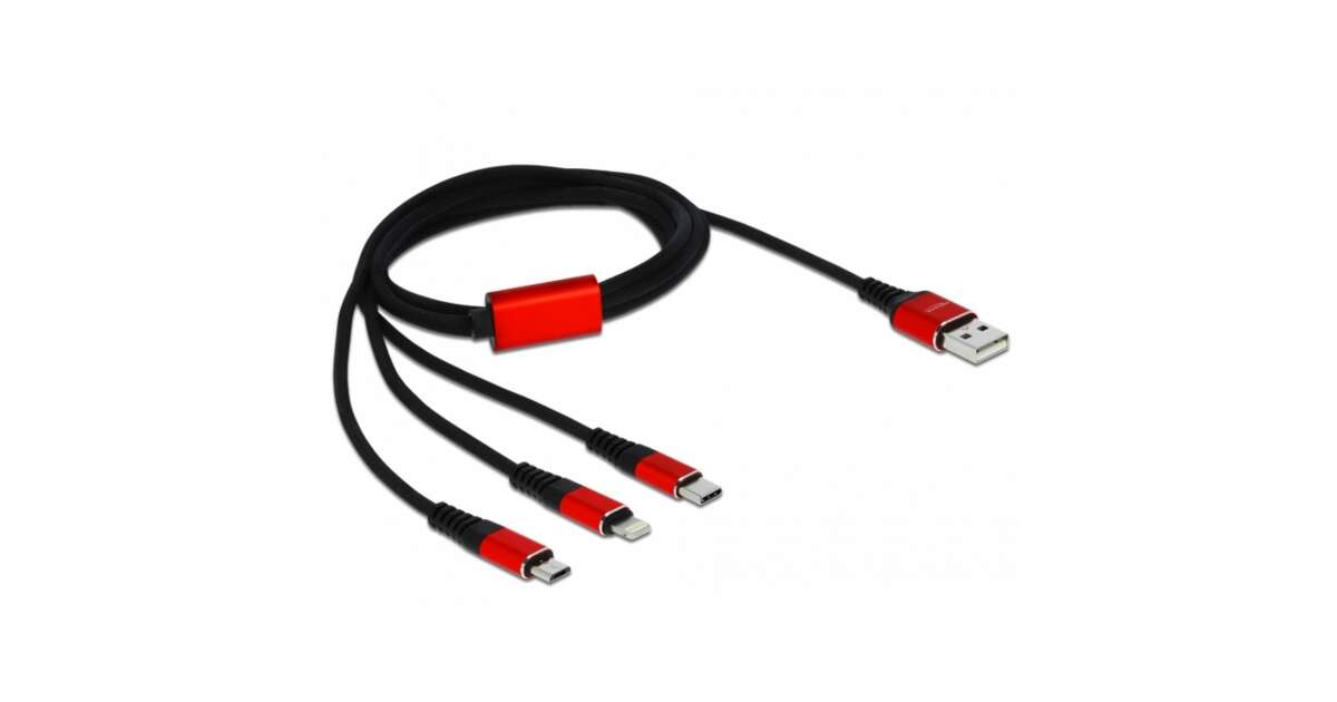 DeLock USB Charging Kábel 3 in 1 for Lightning / microUSB / USB Type-C ...