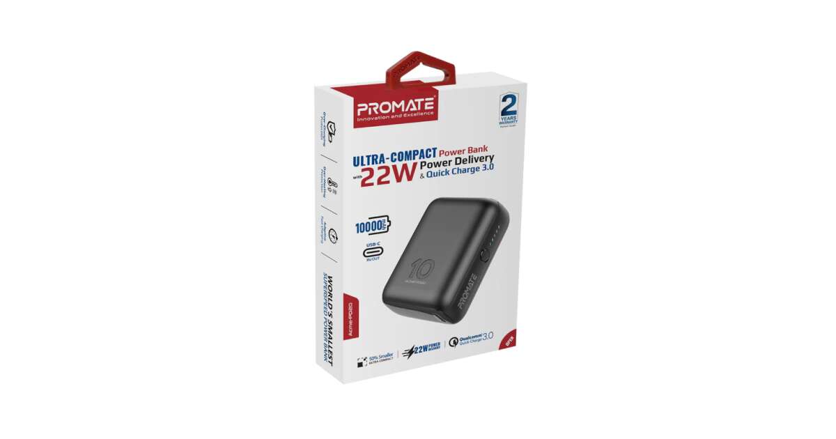 Promate Acme-PD20 Power Bank 10000mAh - Fekete | Pepita.hu