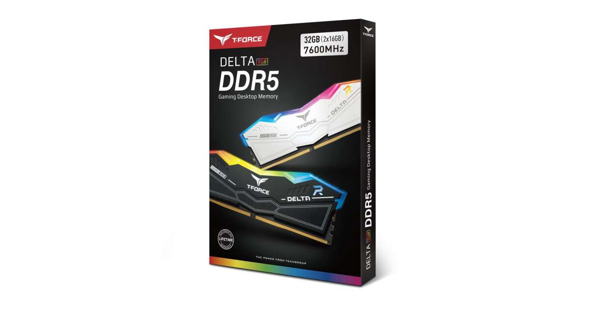 TeamGroup 32GB / 7600 T-Force Delta RGB White DDR5 RAM KIT (2x16GB ...