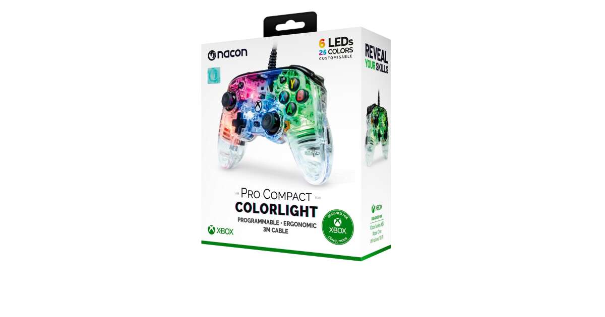 Nacon Pro Compact wired controller with transparent RGB light (XBX ...