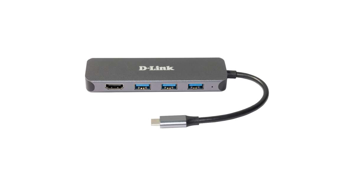 D-Link DUB-2334 5 az 1-ben USB Hub - Gigabit Ethernet, USB 3.0, USB-C ...