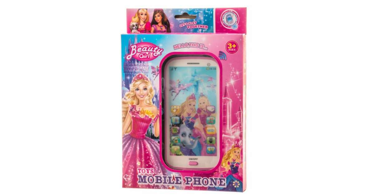 Barbis telefon, nyakba akasztható játéktelefon, zenélő, rózsaszín ...