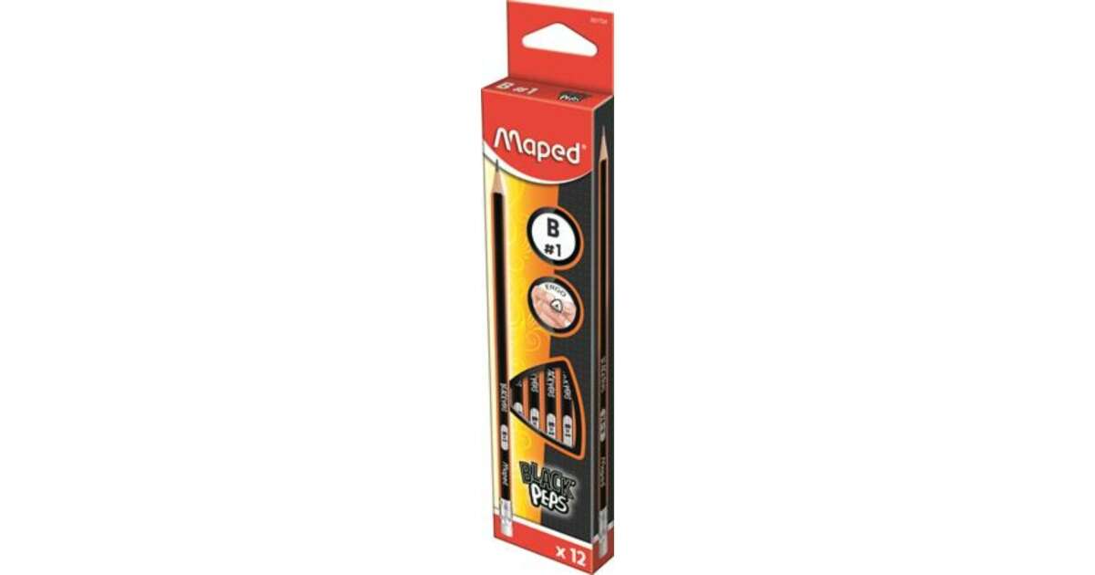 MAPED Graphite pencil with eraser, HB, triangular, MAPED Black`Peps ...