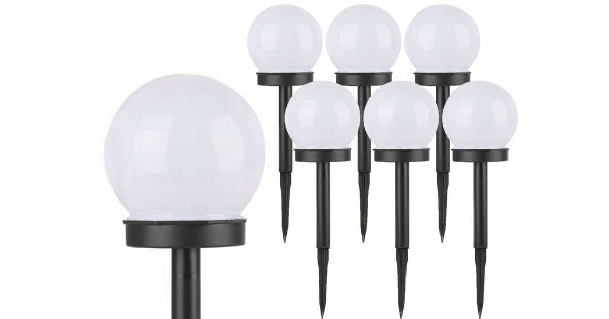 Polifach LED-es kerti Napelemes Lámpa 10cm - Gömb (P-011) #fekete 6db ...