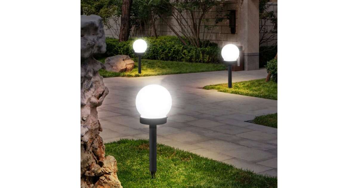 Polifach LED-es kerti Napelemes Lámpa 10cm - Gömb (P-011) #fekete 6db ...