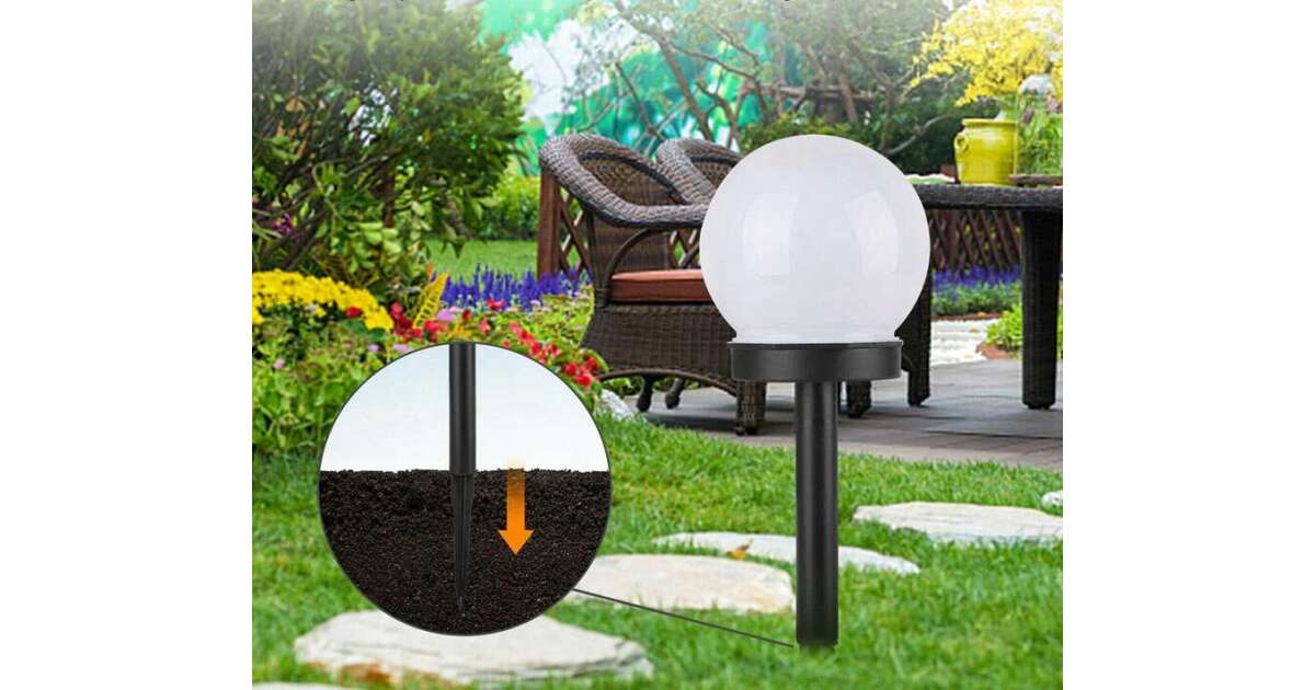 Polifach LED-es kerti Napelemes Lámpa 10cm - Gömb (P-011) #fekete 6db ...