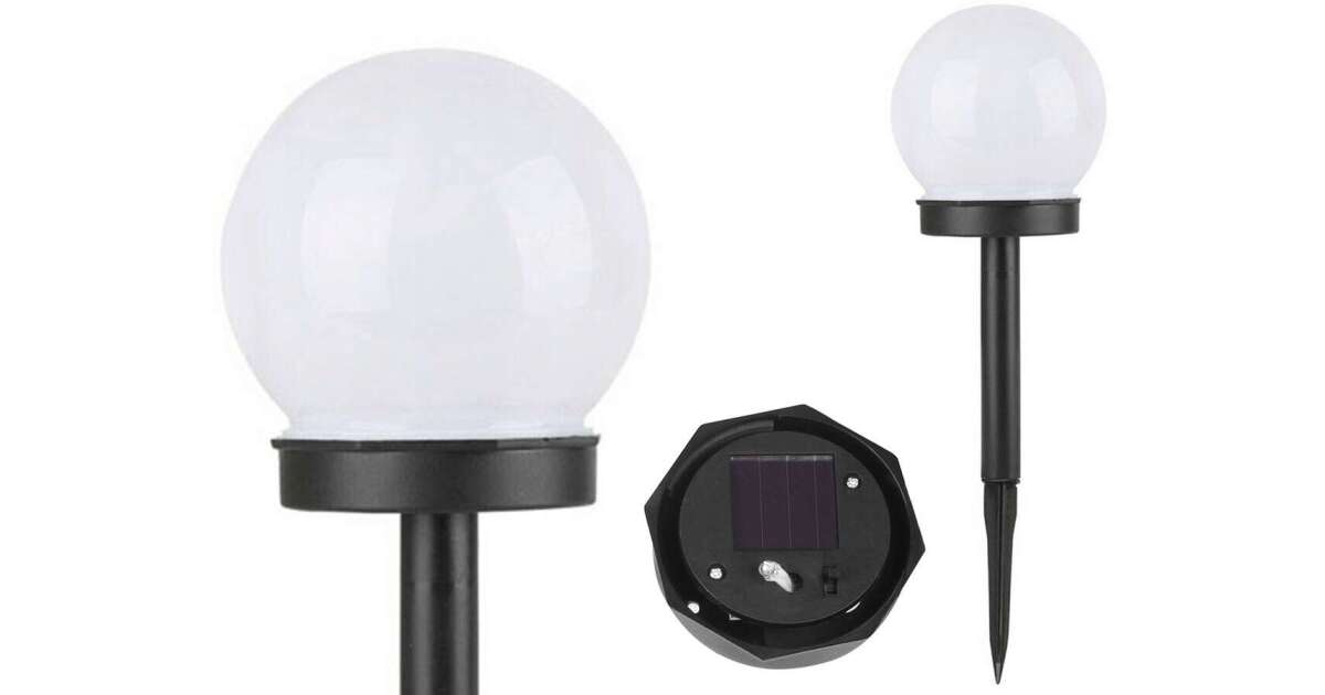 Polifach LED-es kerti Napelemes Lámpa 10cm - Gömb (P-011) #fekete 6db ...