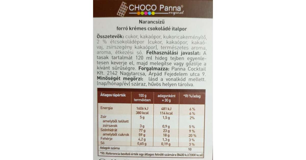 Choco Panna forró csoki Narancs 30g | Pepita.hu