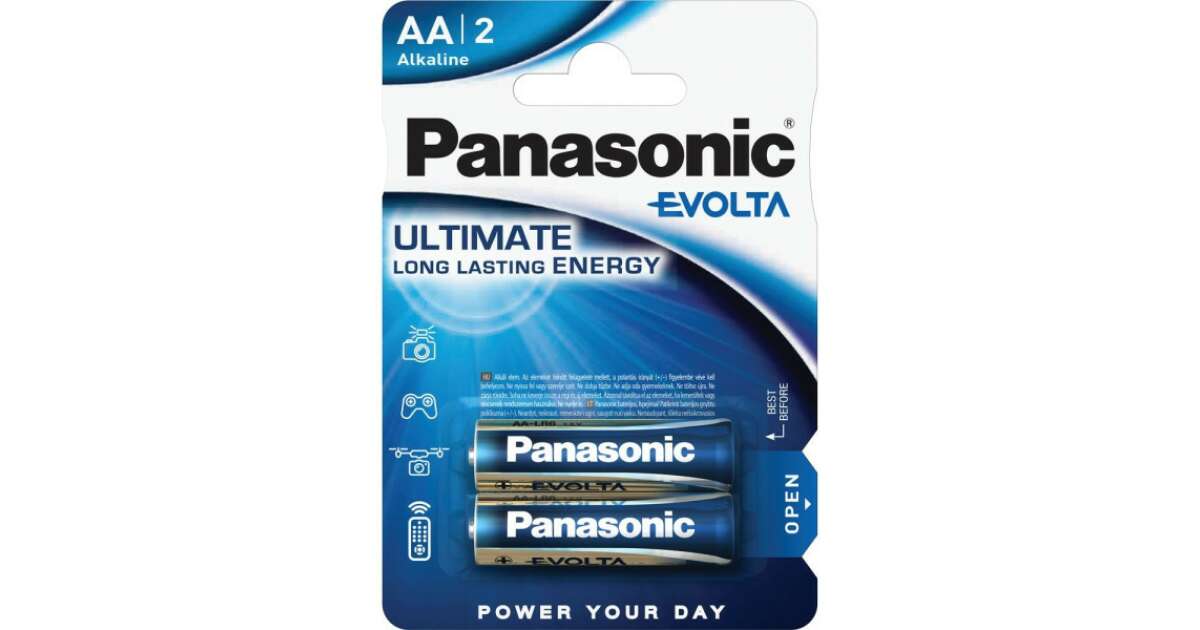 PANASONIC EVOLTA 1,5V AA/ceruza szupertartós alkáli elem 1,5 V (2 db/bl ...