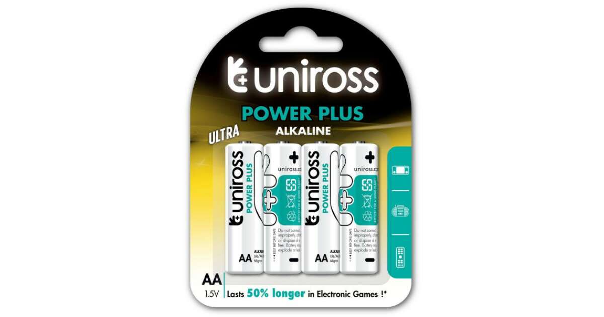 UNIROSS AA/ceruza tartós alkáli elem 1,5 V (4 db/bl) | Pepita.hu