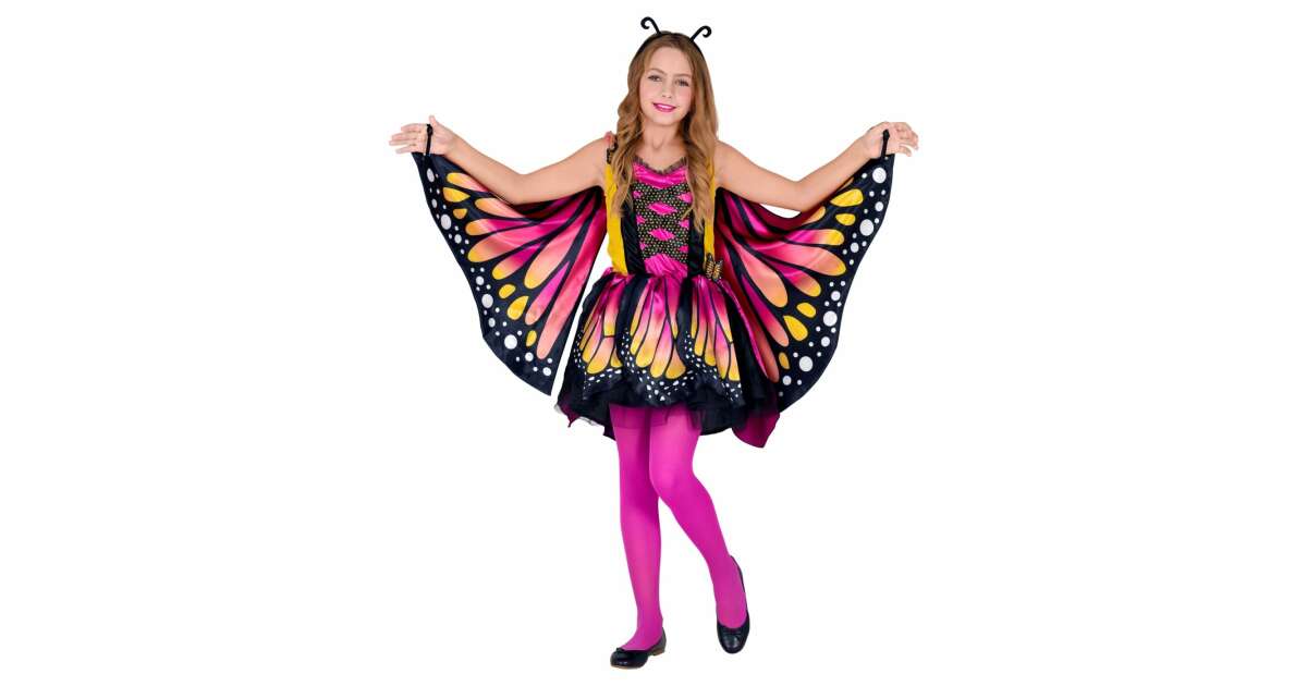 Ružový motýlí kostým s krídlami - 128 cm | Pepita.com