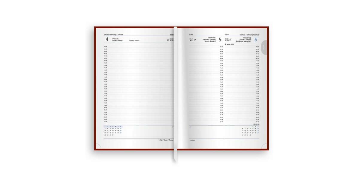 TopTimer Groovy határidőnapló A5 napi fehér lap varrott matt hőre ...