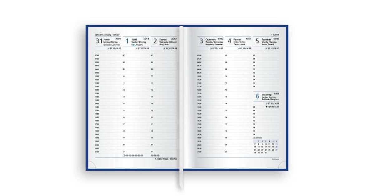 TopTimer Joy határidőnapló B6 heti fehér lap színes mintás papírborító ...