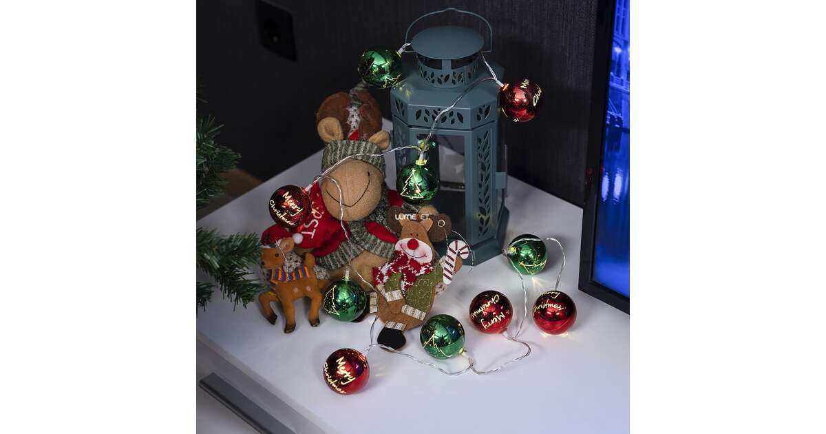 Entac karácsonyi füzér színes gömb LED (ECL-CCBD-10WW) | Pepita.hu