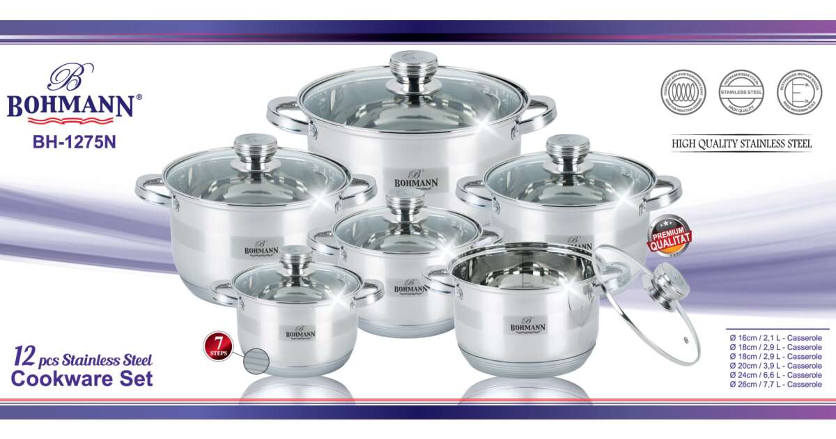 Bohmann 12 Részes Inox Edénykészlet INDUKCIOS | Pepita.hu