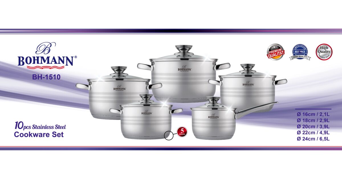 Bohmann 10 Részes Inox Edénykészlet , INDUKCIOS | Pepita.hu