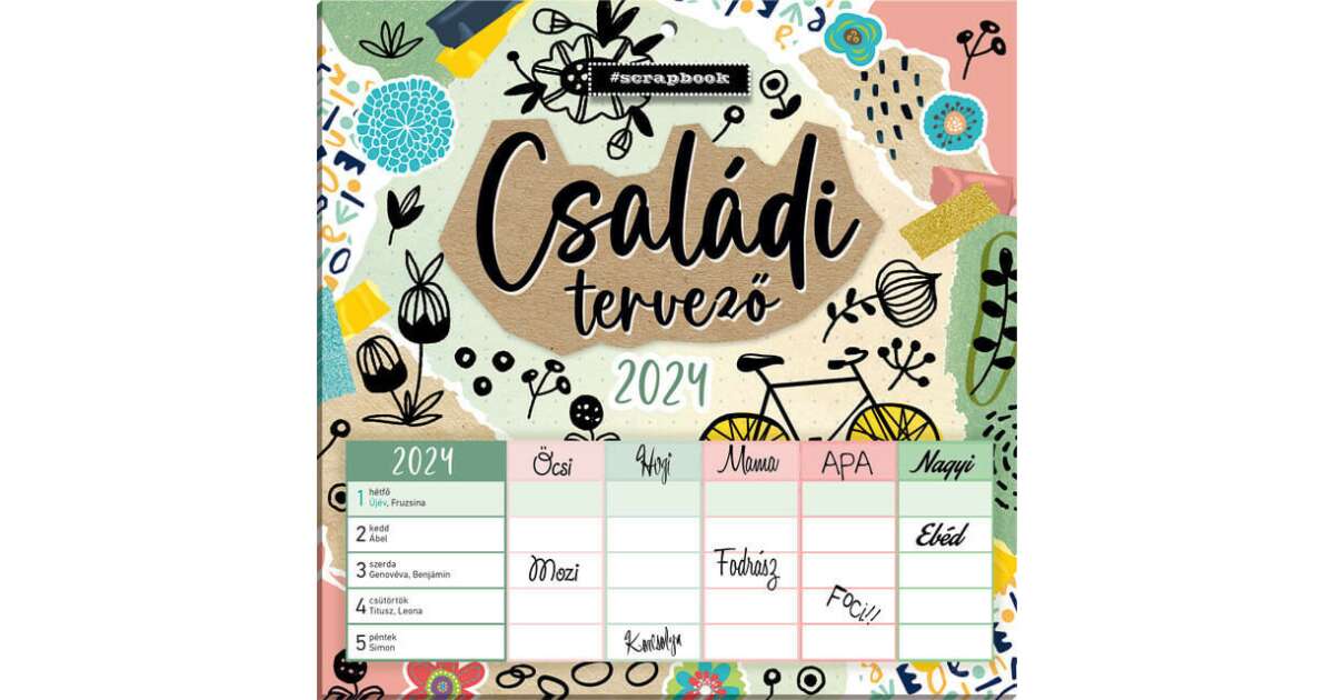 Lizzy Calendar mágneses kétheti tervezőnaptár, 22x22cm, 2024, Anyu ...