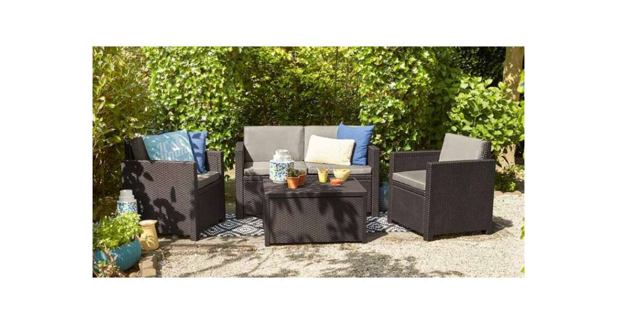 ALLIBERT MONACO MŰRATTAN KERTI BÚTOR SZETT TÁROLÓ ASZTALLAL | Pepita.hu