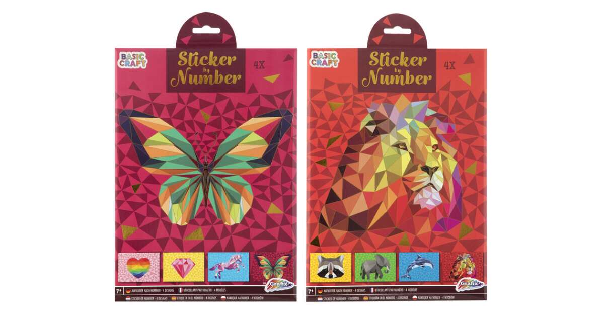 Grafix - Numbered Sticker Coloring Book, A4, 4 sheets, 2 types | Pepita.com