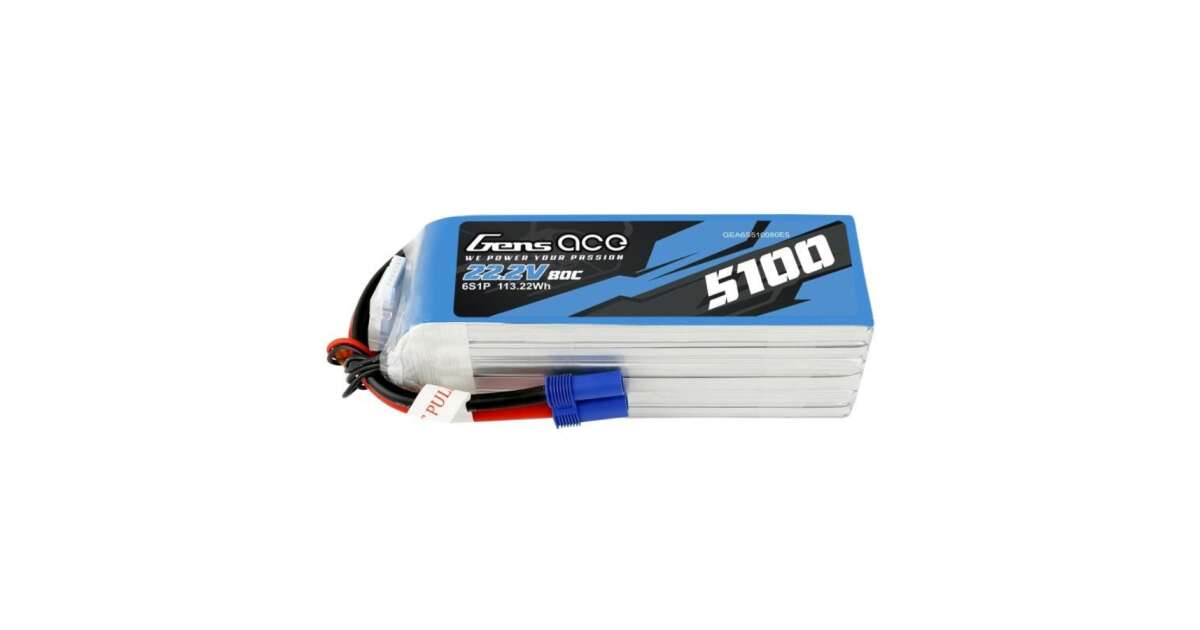 Gens Ace 5100mAh 22.2V 80C 6S1P EC5 akkumulátor (GEA6S510080E5) | Pepita.hu