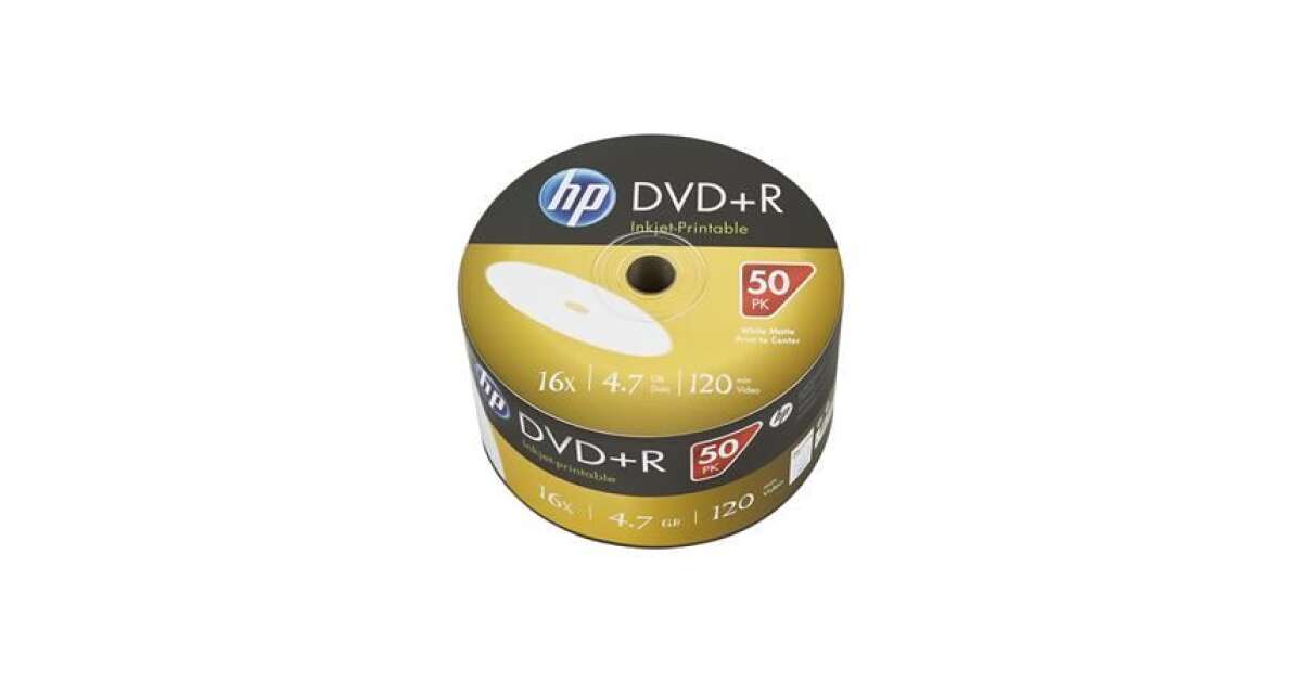 HP DVD-R 4.7GB 16x DVD lemez nyomtatható zsugor 50db/zsugor (DVDH-16Z50N) | Pepita.hu