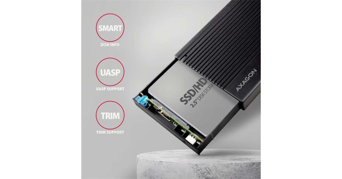 Axagon EE25-GTR USB-C 3.2 Gen 2 SATA 6G 2,5" fekete HDD/SSD ház | Pepita.hu
