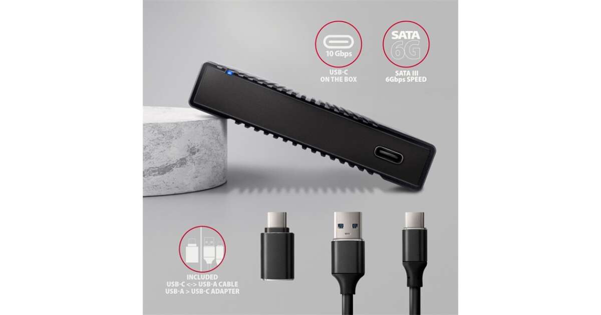 Axagon EE25-GTR USB-C 3.2 Gen 2 SATA 6G 2,5" fekete HDD/SSD ház | Pepita.hu