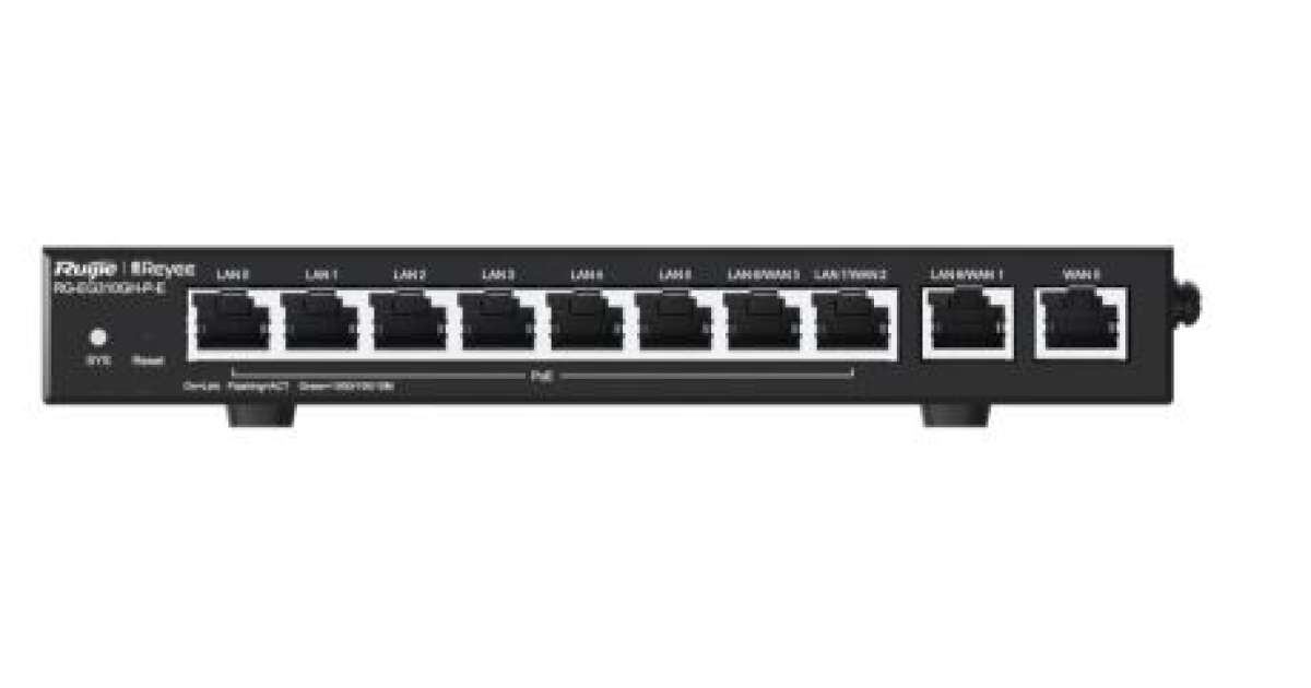Reyee Desktop 10-port full gigabit router, providing one WAN port, six ...