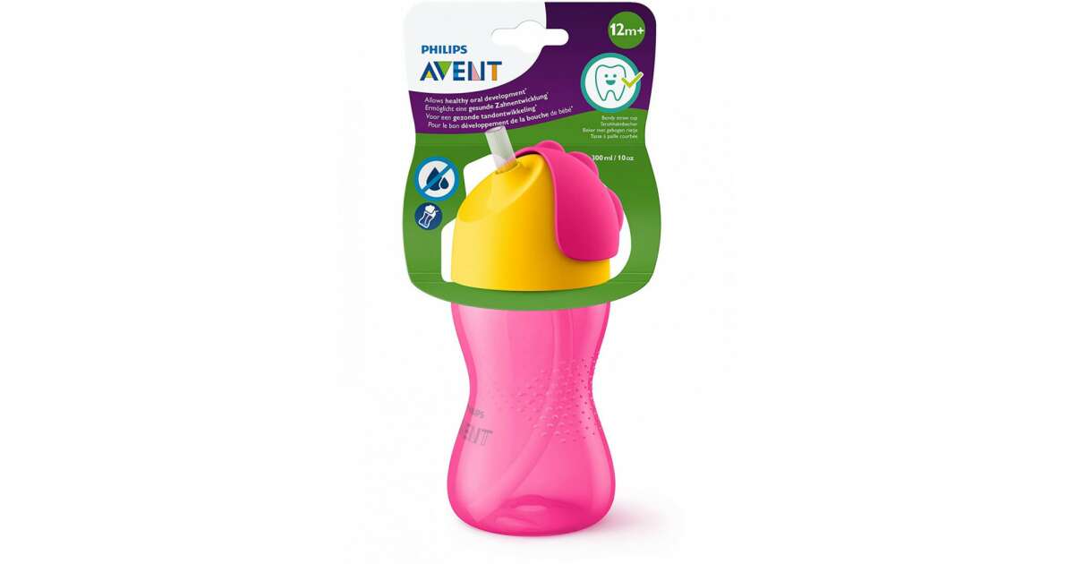 Philips Avent 12+ Bendy Szívószálas itató pohár 300ml - pink | Pepita.hu