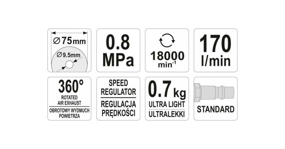 Polizor pneumatic de 75mm yato YT-09717 | Pepita.com