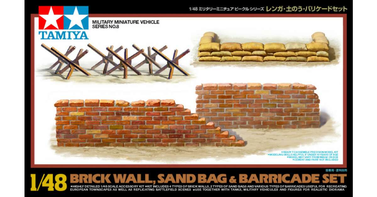Tamiya Brick Wall, Sand Bag & Barricade Set makett készlet (300032508 ...